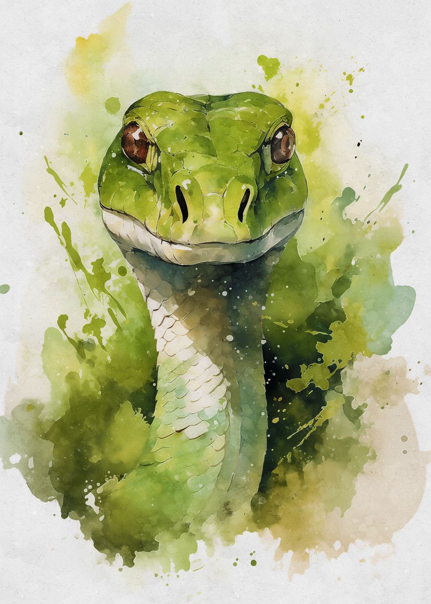 'Snake' Poster, picture, metal print, paint by Alexandra A | Displate