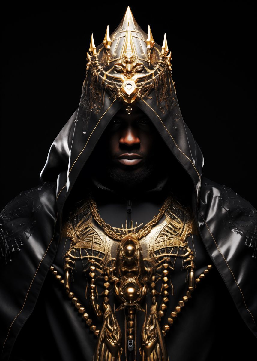 'Black and Gold Hooded King' Poster, picture, metal print, paint by ...