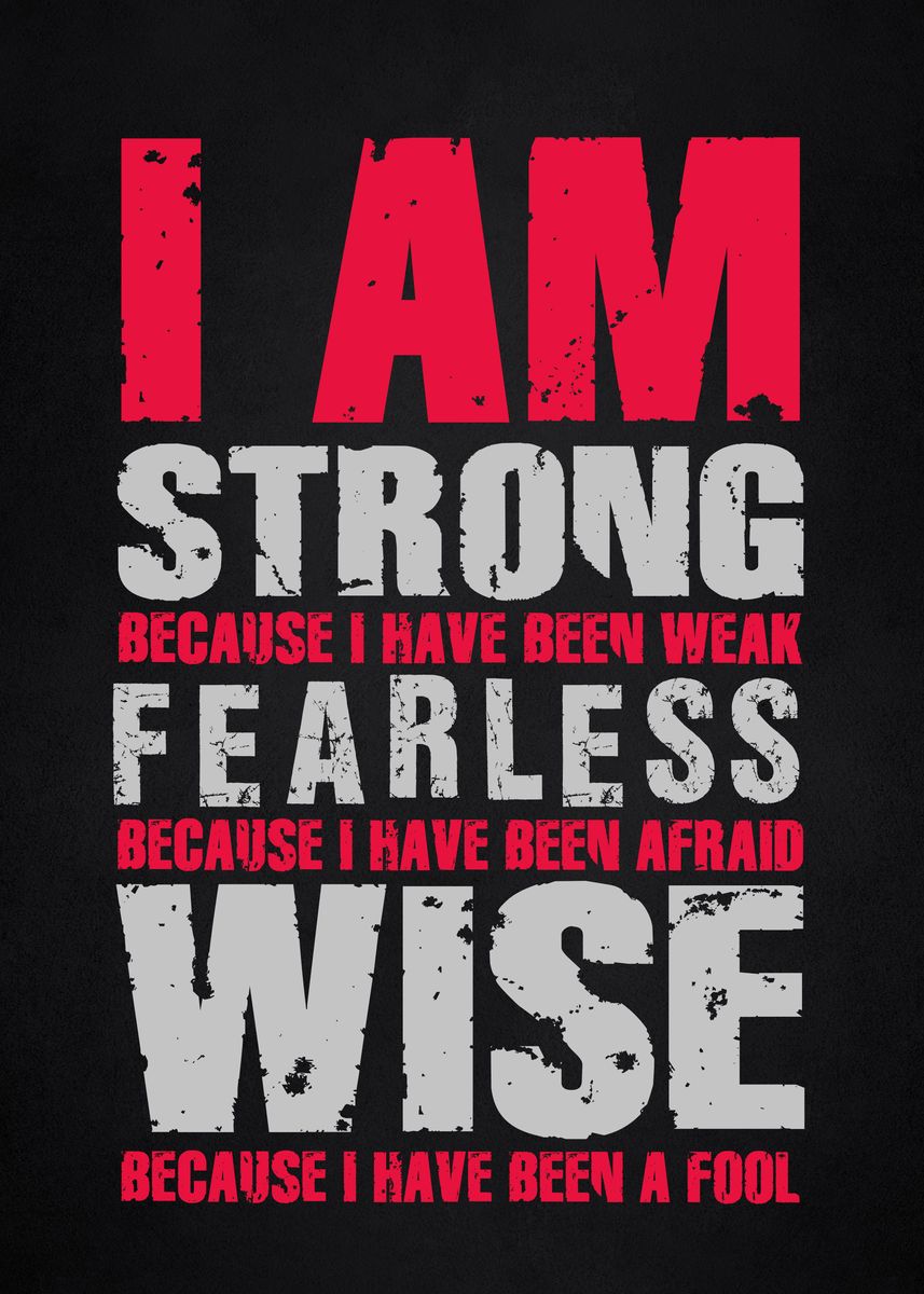 'I am strong motivational' Poster, picture, metal print, paint by ...