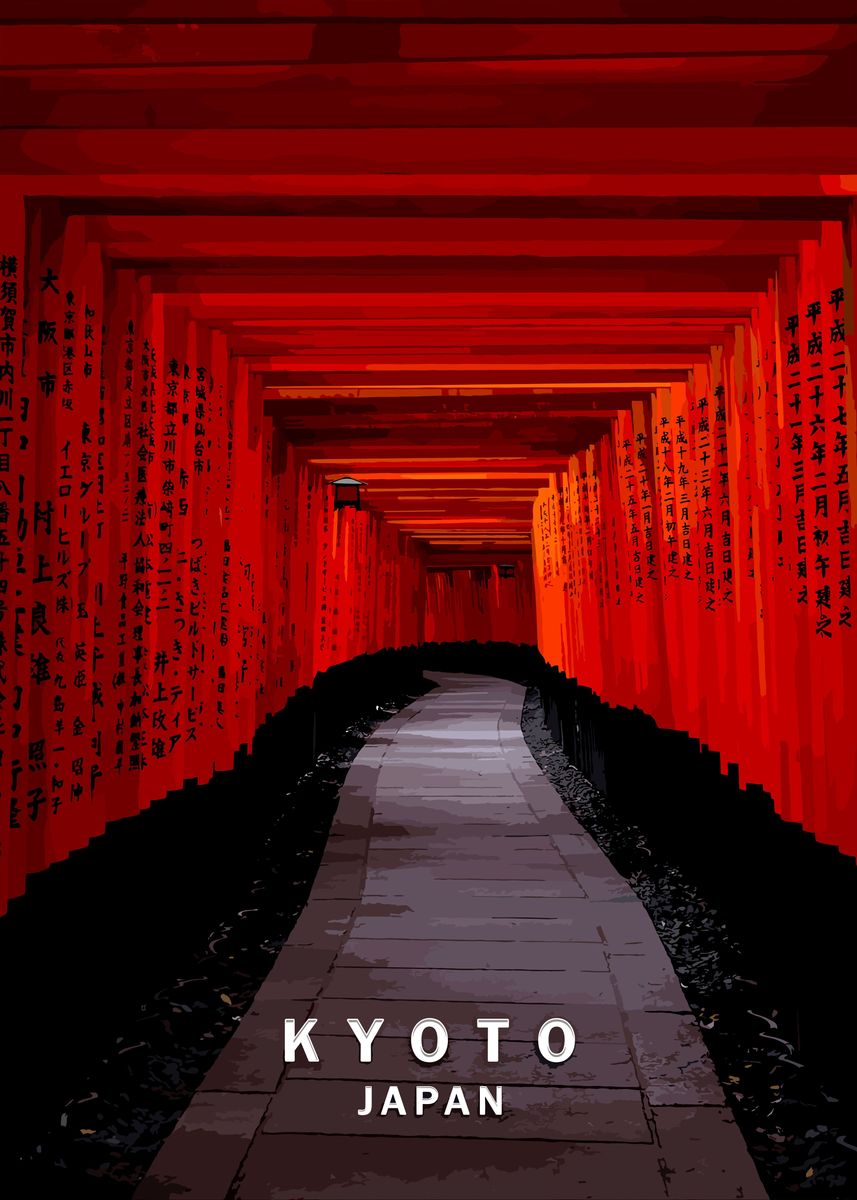 'Kyoto Fushimi Inari' Poster, picture, metal print, paint by Black Four ...