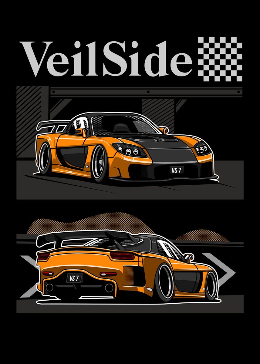 'Mazda RX 7 Veilside' Poster, picture, metal print, paint by Heru ...