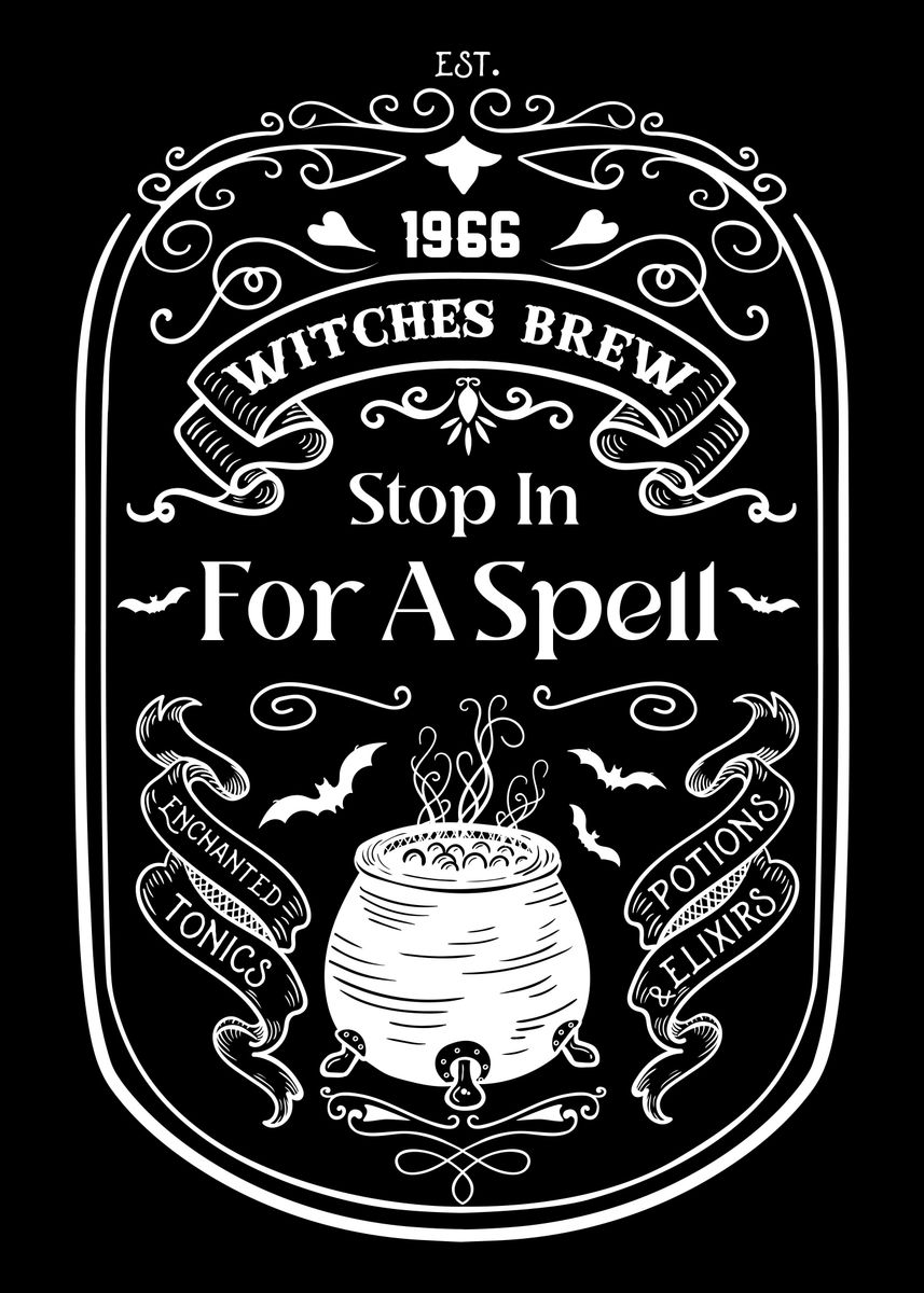 'Witches Brew Sign' Poster, picture, metal print, paint by Little Black ...
