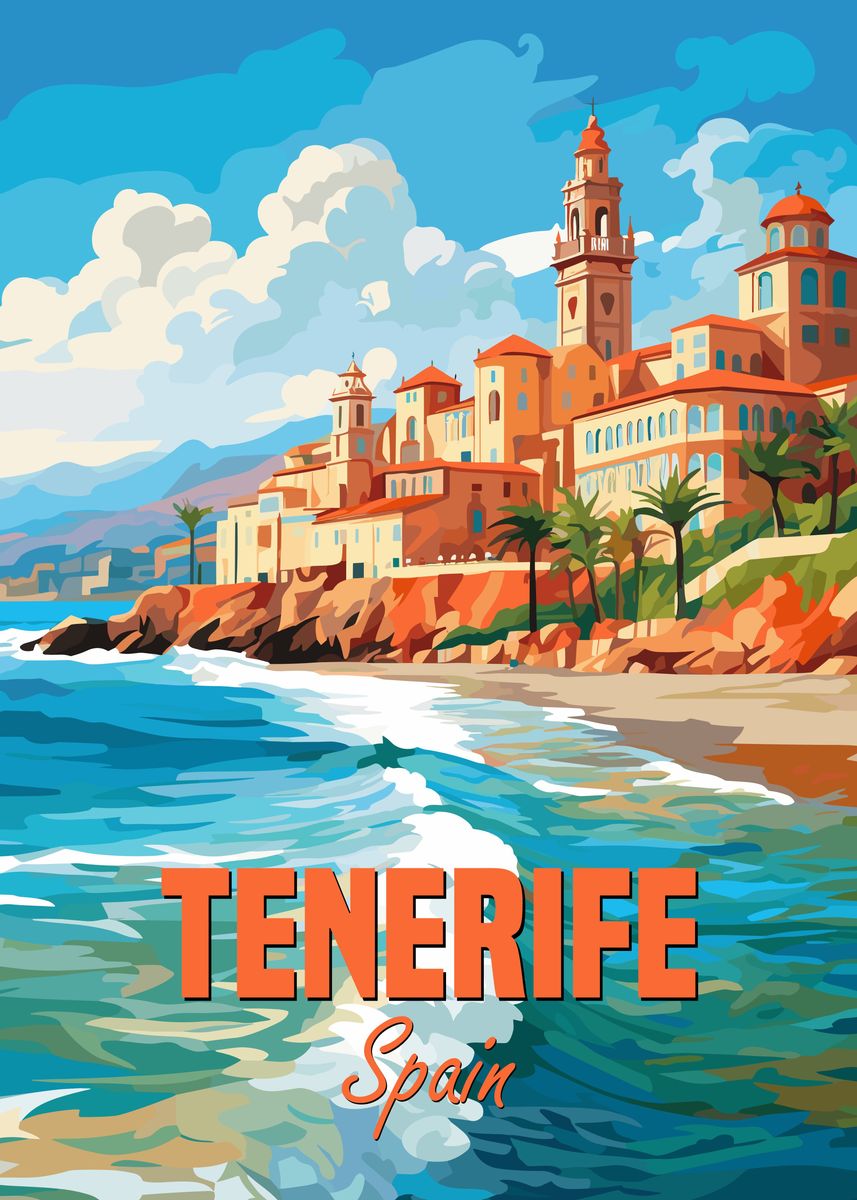'Tenerife Spain Coast' Poster, picture, metal print, paint by Mesh ...