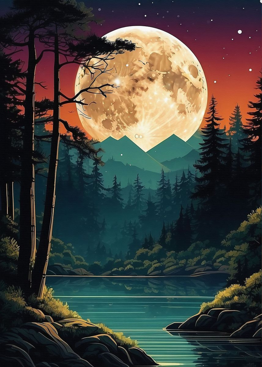 'moonlight' Poster, picture, metal print, paint by asri majid | Displate