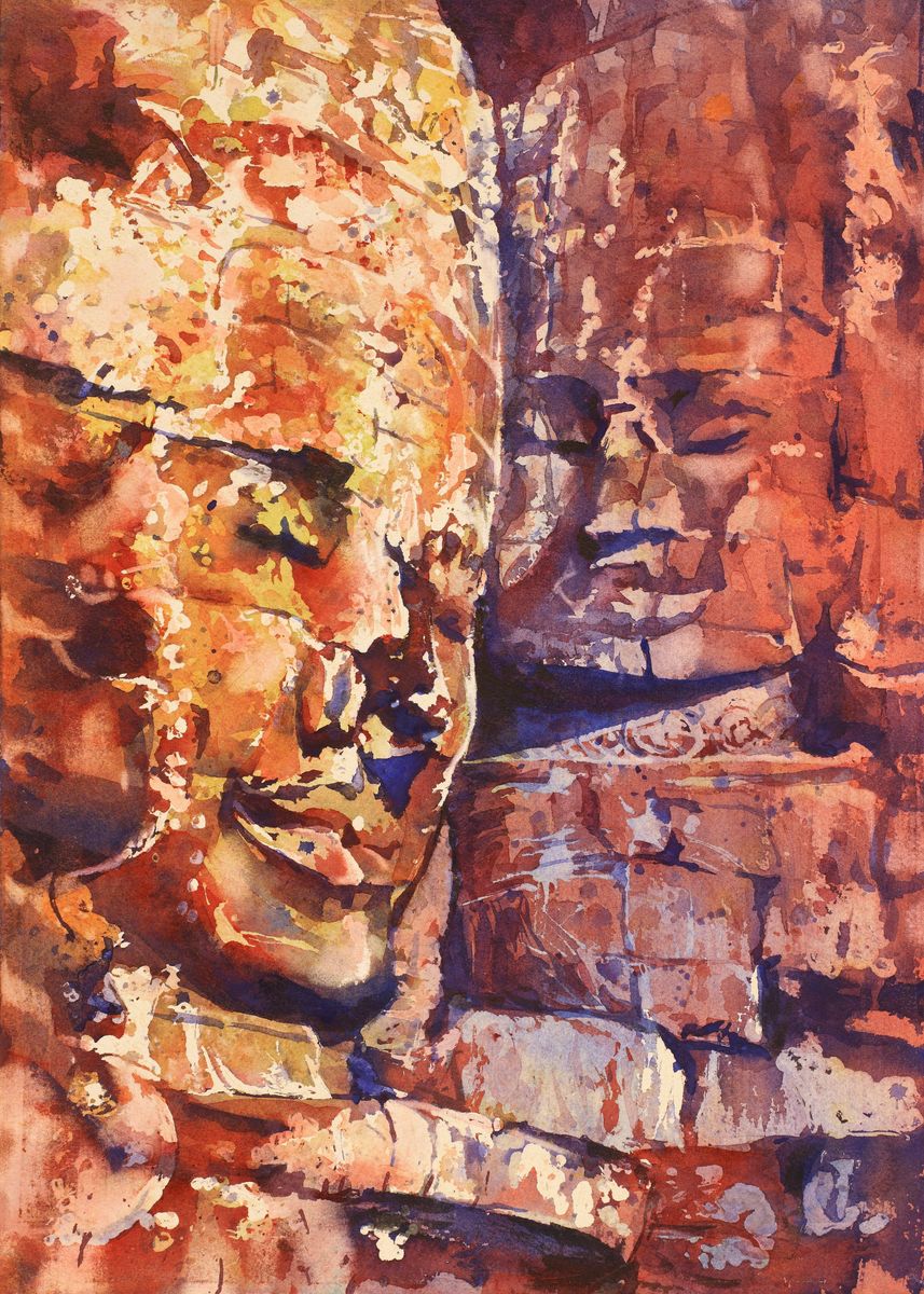 'Bayon Temple Angkor Wat ' Poster, picture, metal print, paint by Ryan ...