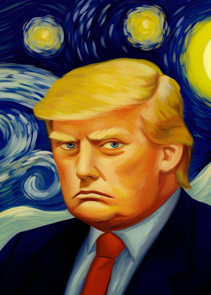 'Donald Trump Starry Night' Poster, picture, metal print, paint by Vars ...