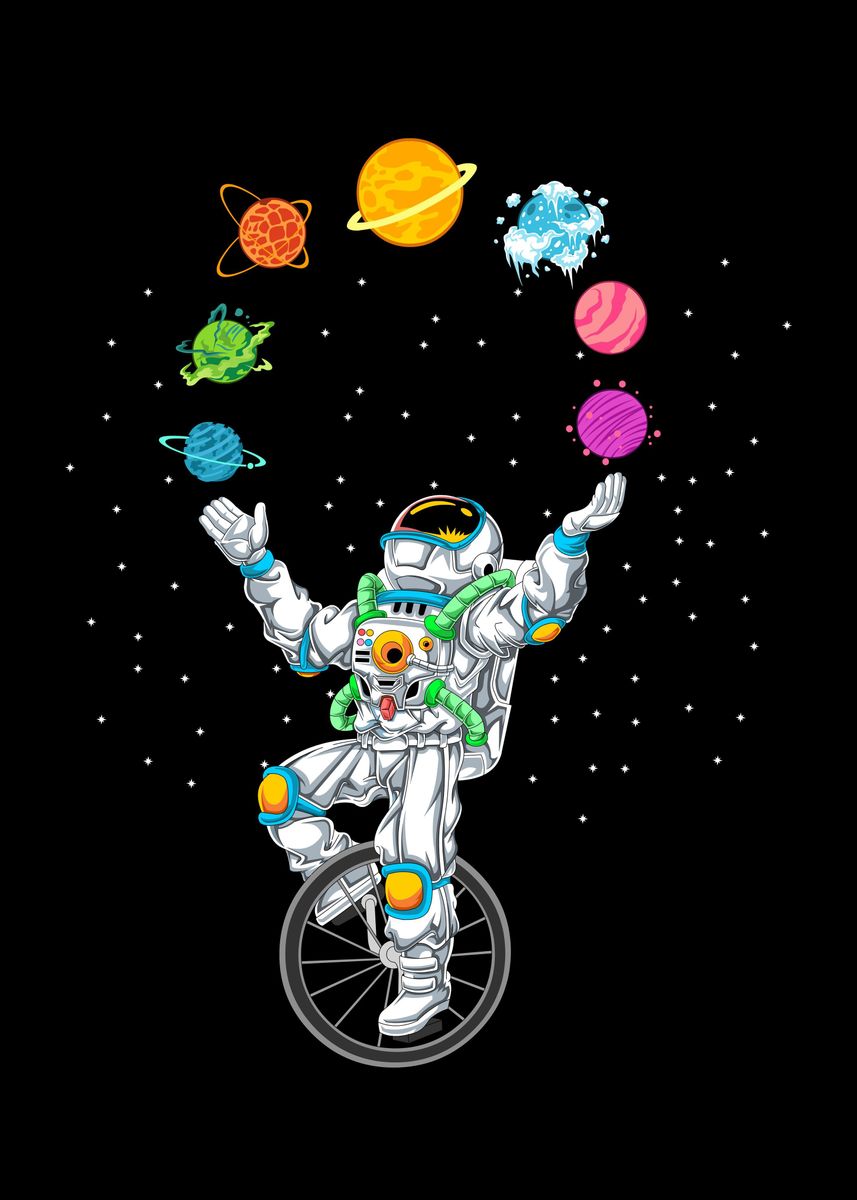 'astronaut juggling' Poster, picture, metal print, paint by Yacoub Al ...