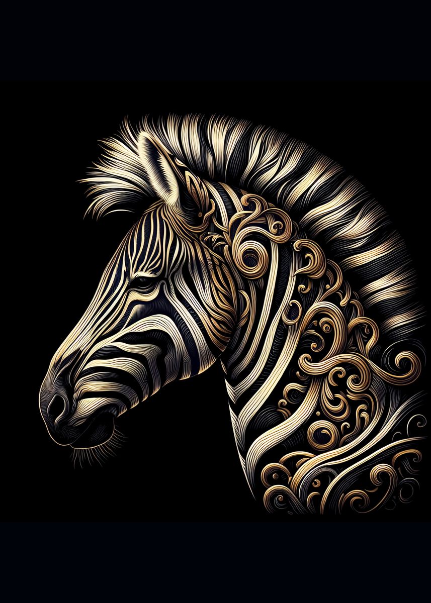 'Zebra' Poster, picture, metal print, paint by Mr Wolfheart | Displate