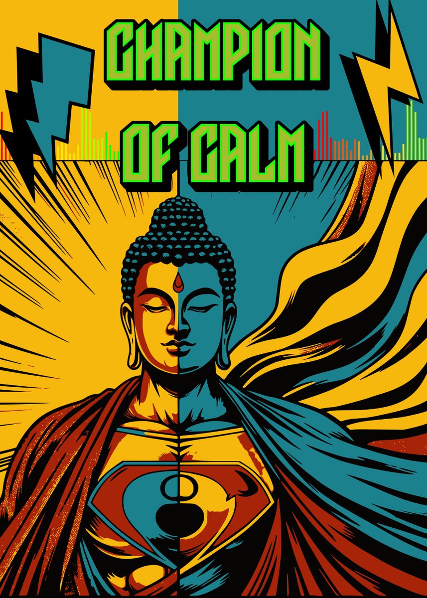 'champion of calm Buddha' Poster, picture, metal print, paint by PRANIT ...