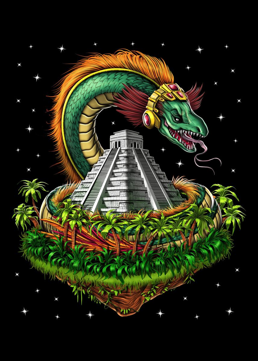 'Quetzalcoatl Aztec God' Poster, picture, metal print, paint by ...