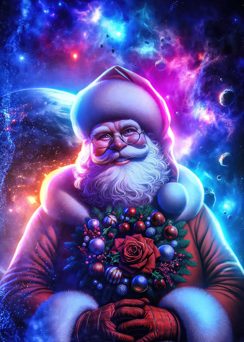 'Cosmic Claus ' Poster, picture, metal print, paint by Xi Designs ...