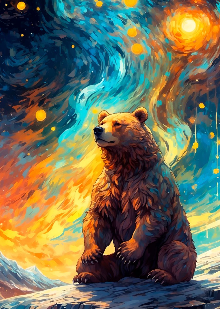 'Cosmic Bear' Poster, picture, metal print, paint by Reflection Quotes ...