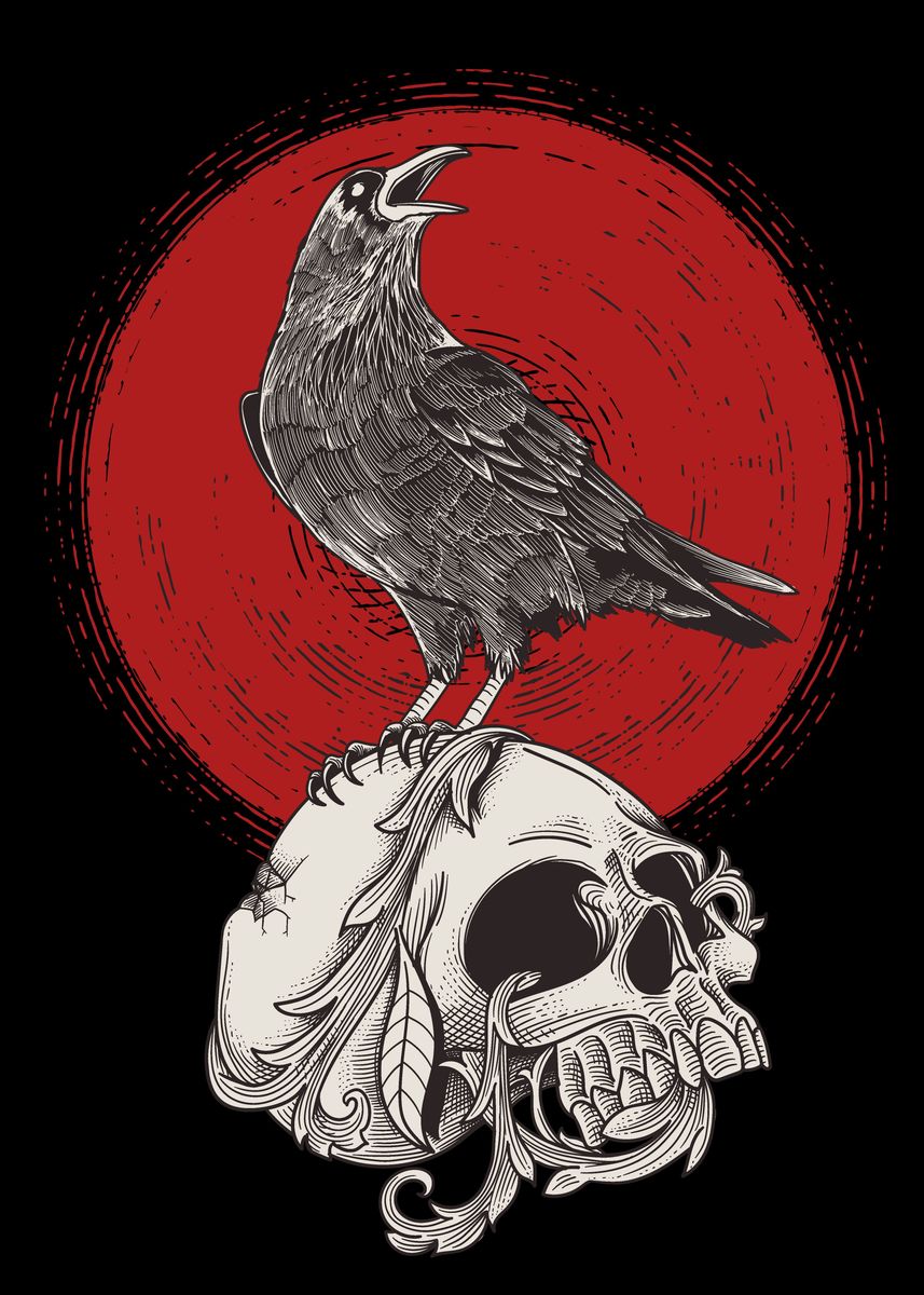 'raven' Poster, picture, metal print, paint by Freddie | Displate