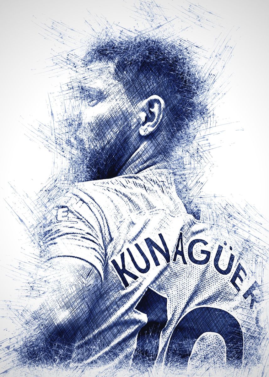'Sergio Aguero Portrait' Poster, picture, metal print, paint by ...