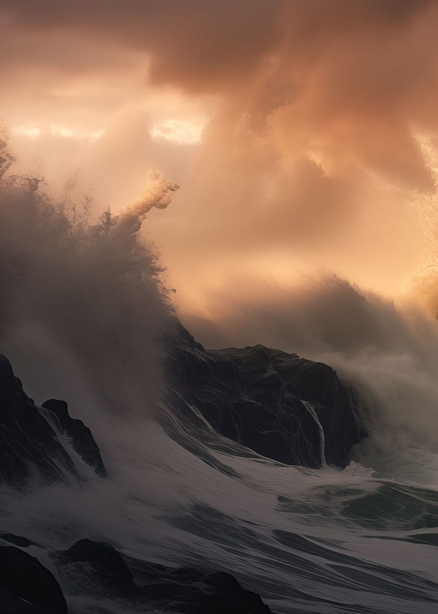'Epic Ocean Lighthouse 1' Poster, picture, metal print, paint by FD ...