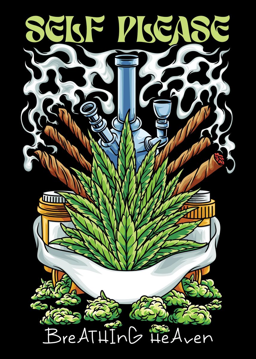 'Weeds Bong Text' Poster, picture, metal print, paint by hendra pratama ...