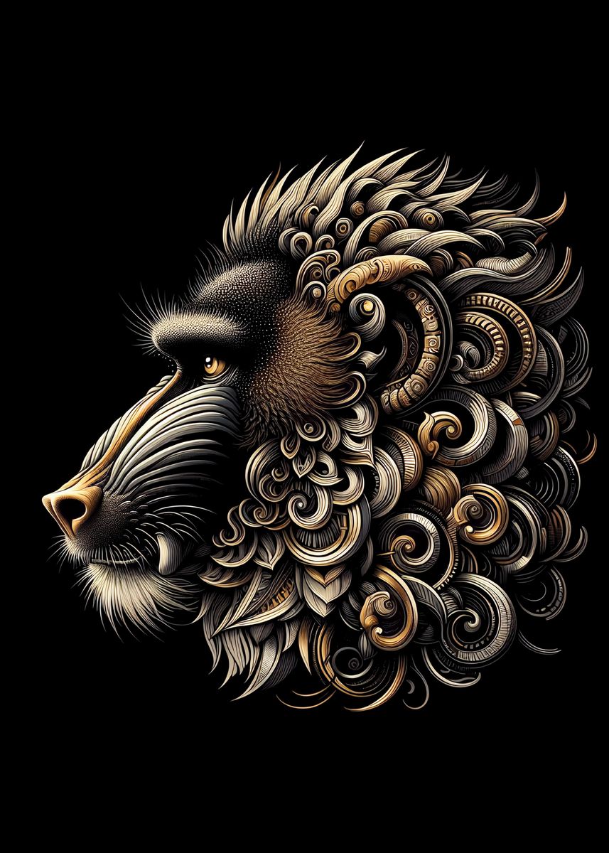 'Mandrill' Poster, picture, metal print, paint by Mr Wolfheart | Displate