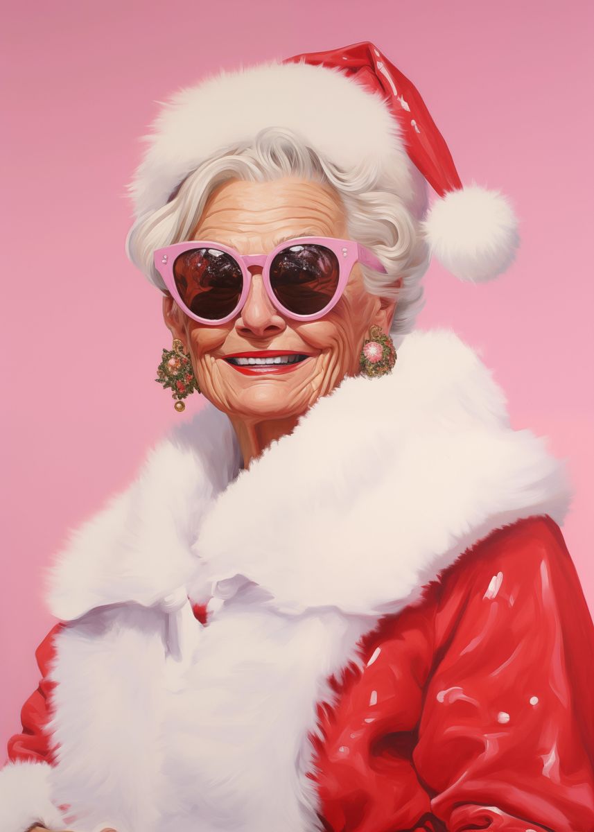 'Mrs Claus Pink Xmas' Poster, picture, metal print, paint by Alazia ...