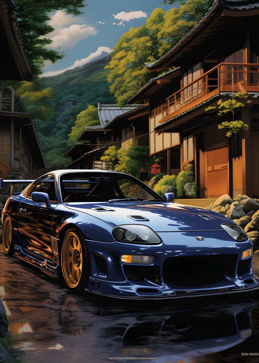 'Toyota Supra mk4 Japanese' Poster, picture, metal print, paint by Mose ...