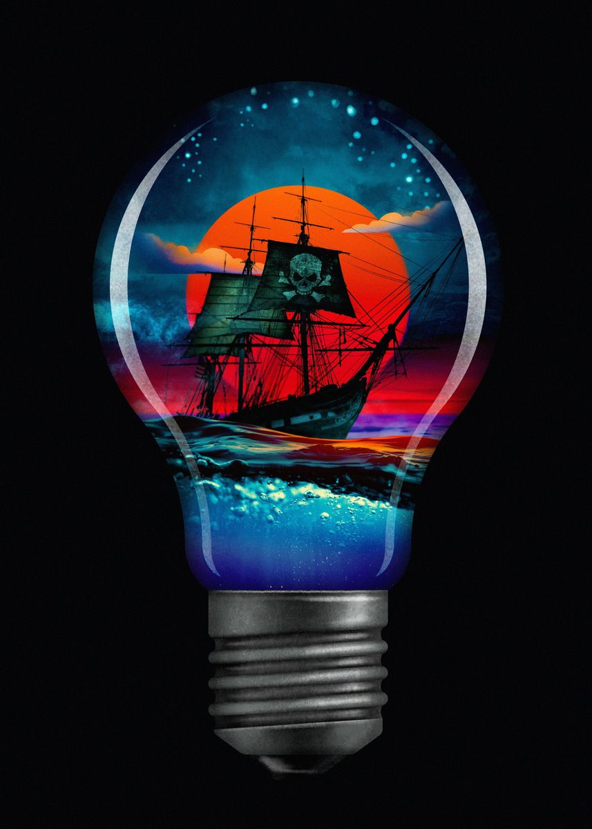 'Light Bulb' Poster, picture, metal print, paint by Angela Kawai | Displate