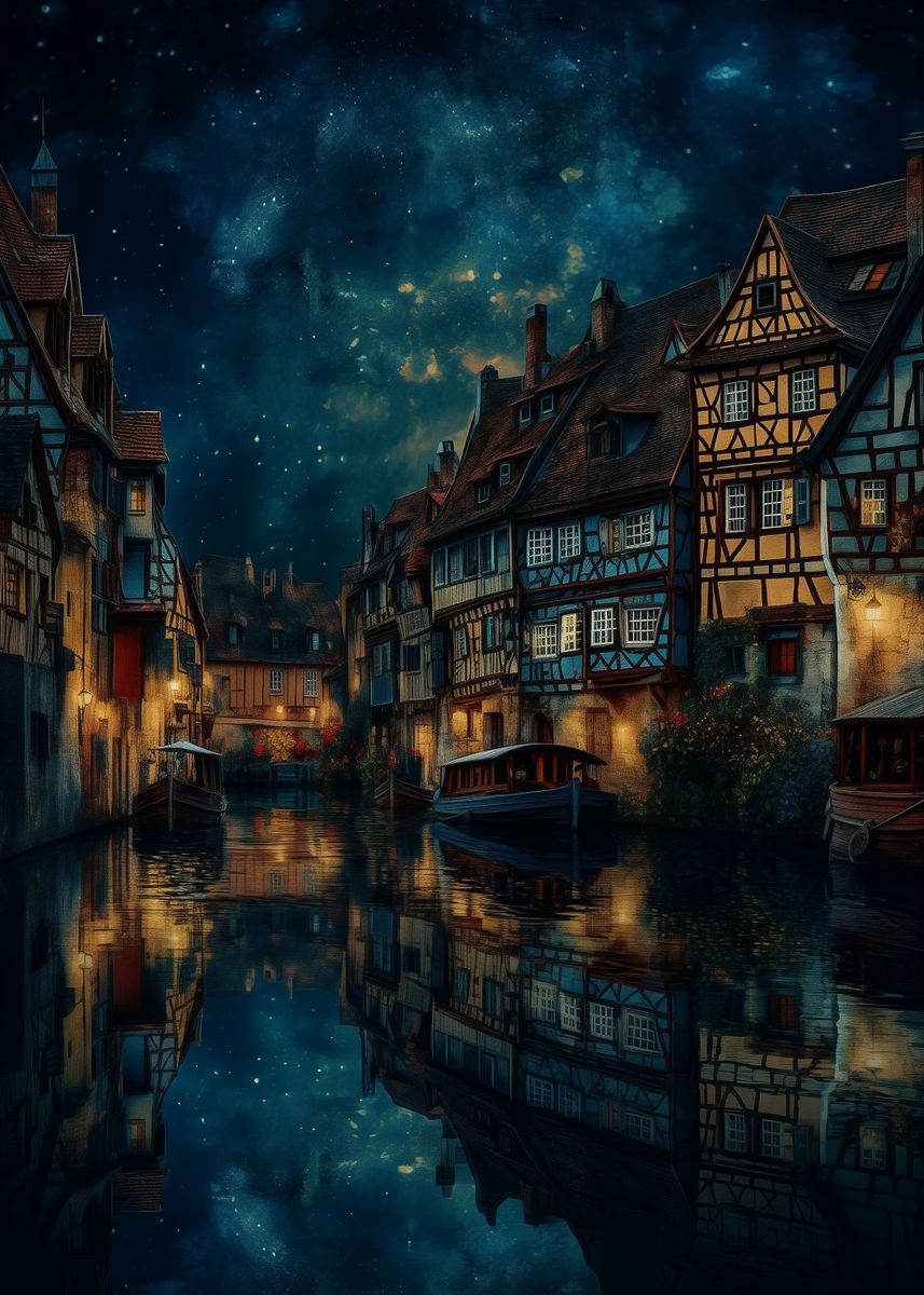 'Colmar Starry Night' Poster, picture, metal print, paint by Rhythm ...