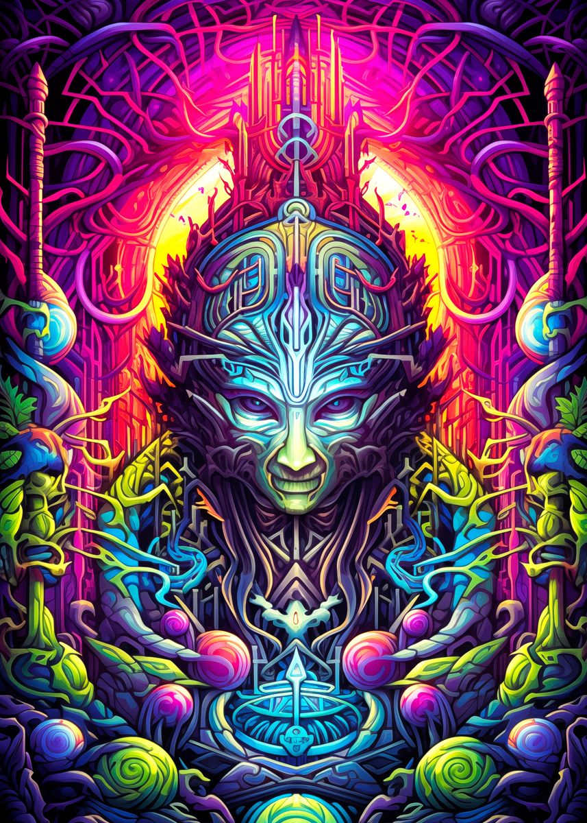 'Psychedelic Diety' Poster, picture, metal print, paint by Pixel Ink | Displate