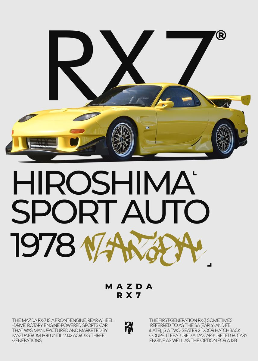 'Mazda RX7 Minimalist' Poster, picture, metal print, paint by Aliigal ...