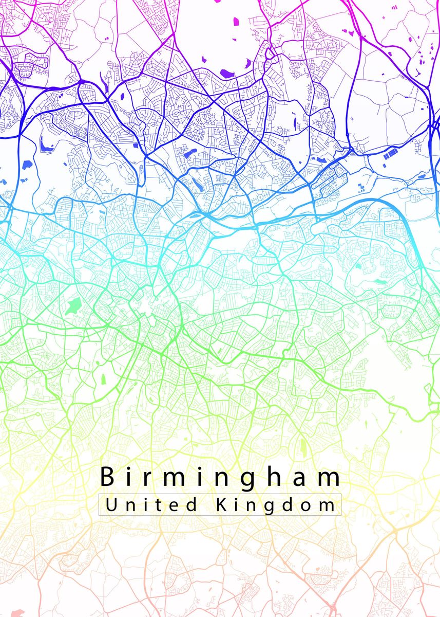 'Birmingham City Map' Poster, picture, metal print, paint by Mapique ...