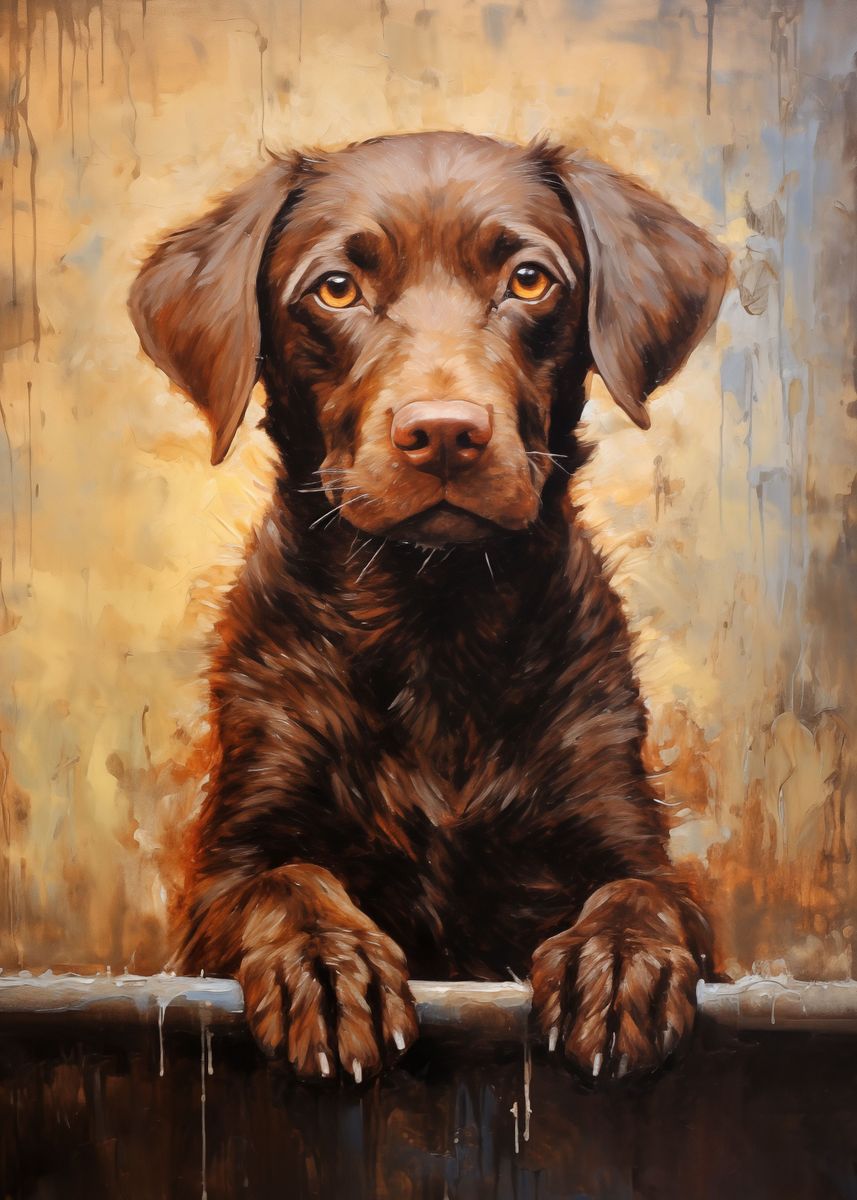 'Chocolate labrador' Poster, picture, metal print, paint by PetsArt ...