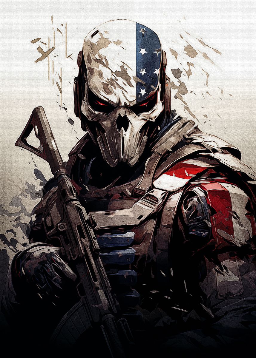 'The Patriotic Commando' Poster, picture, metal print, paint by EKIM ...