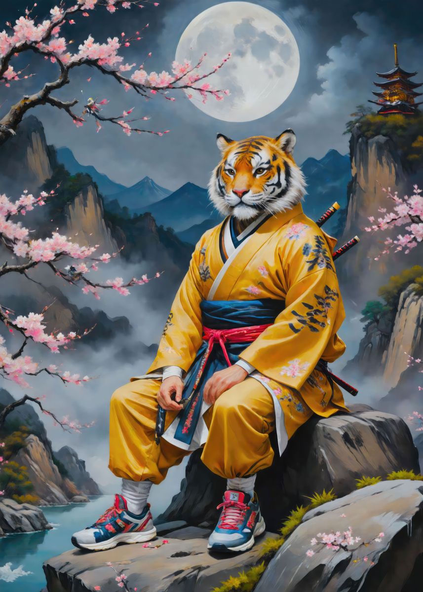'Samurai warrior tiger' Poster, picture, metal print, paint by Ji wong ...