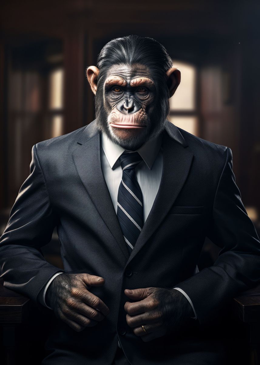 'Monkey Ape' Poster, picture, metal print, paint by Alisson | Displate