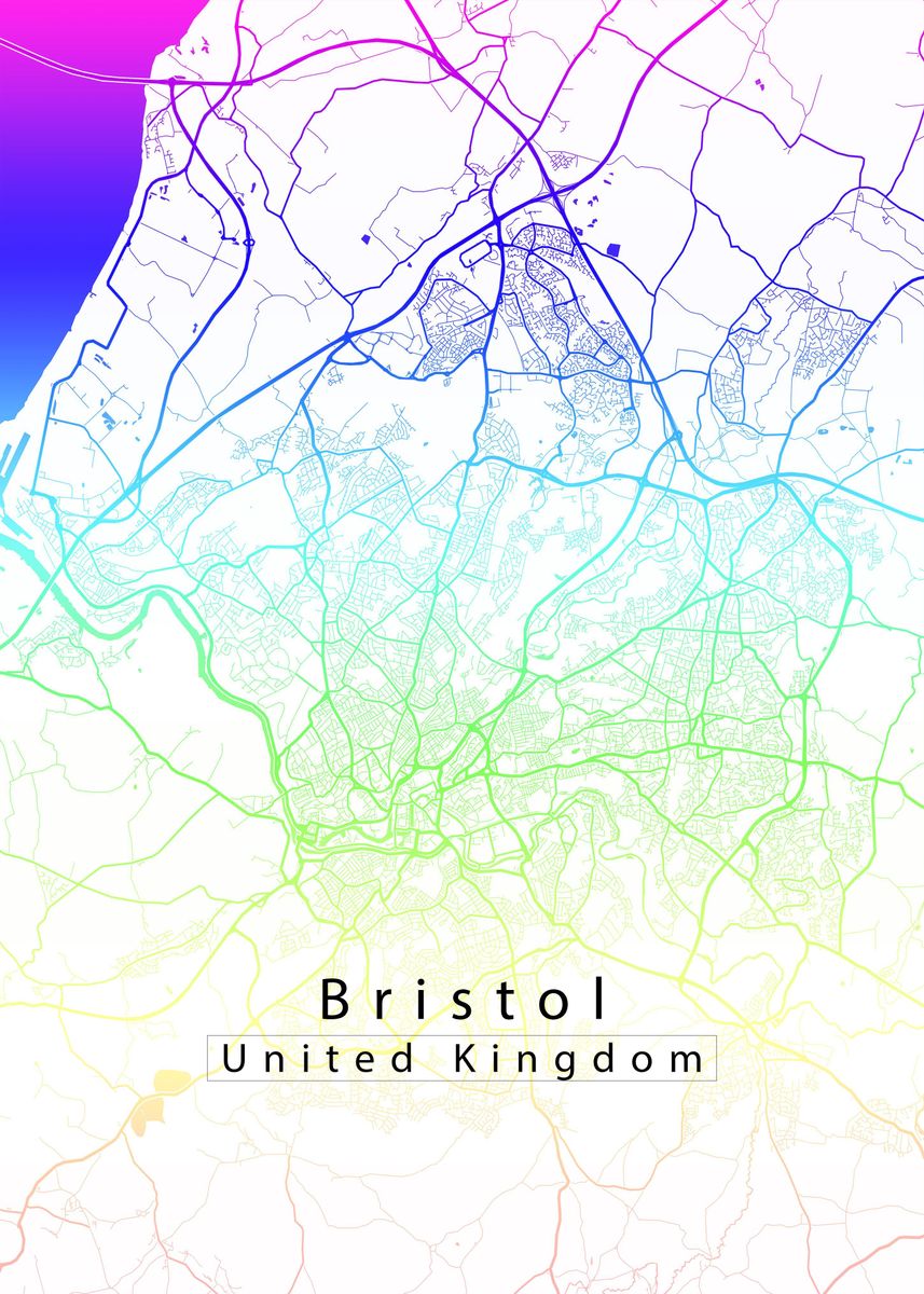 'Bristol Uk City Map' Poster, picture, metal print, paint by Robin ...