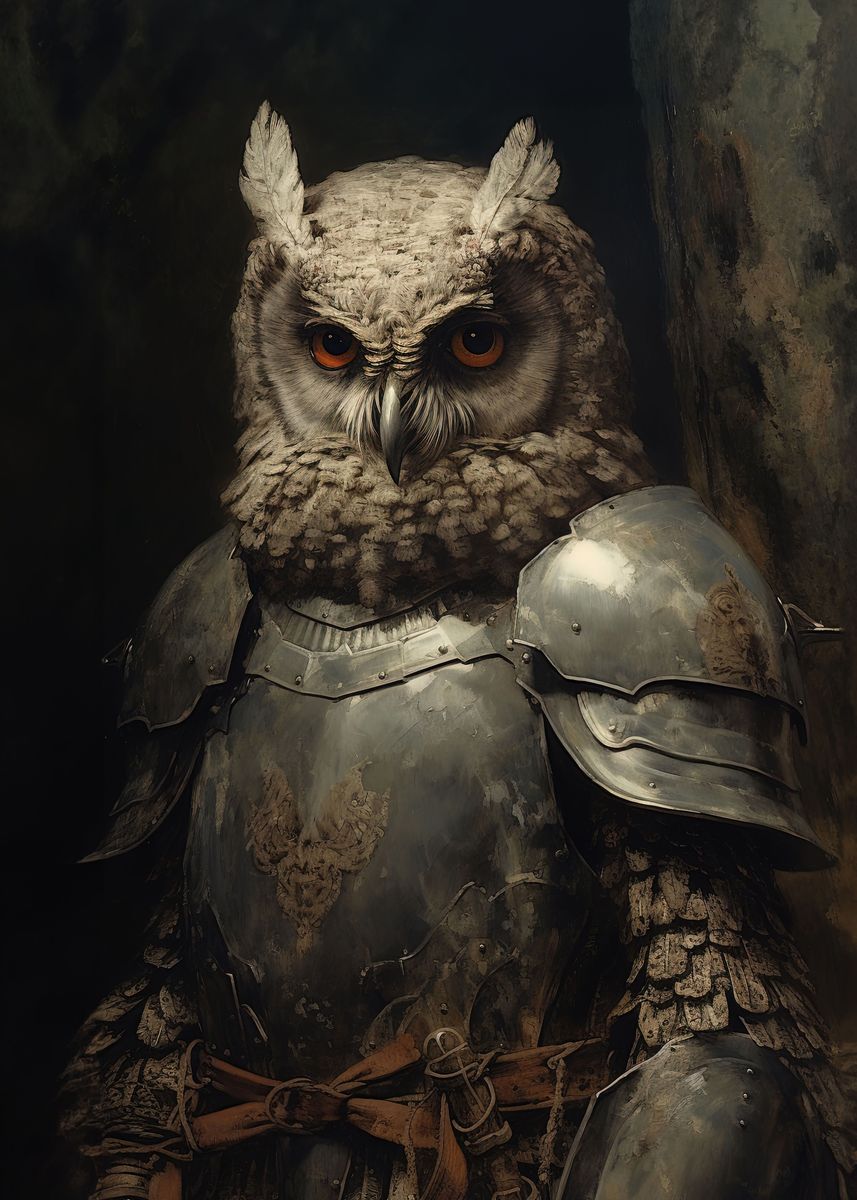 'Owl knight' Poster, picture, metal print, paint by goljakoff | Displate