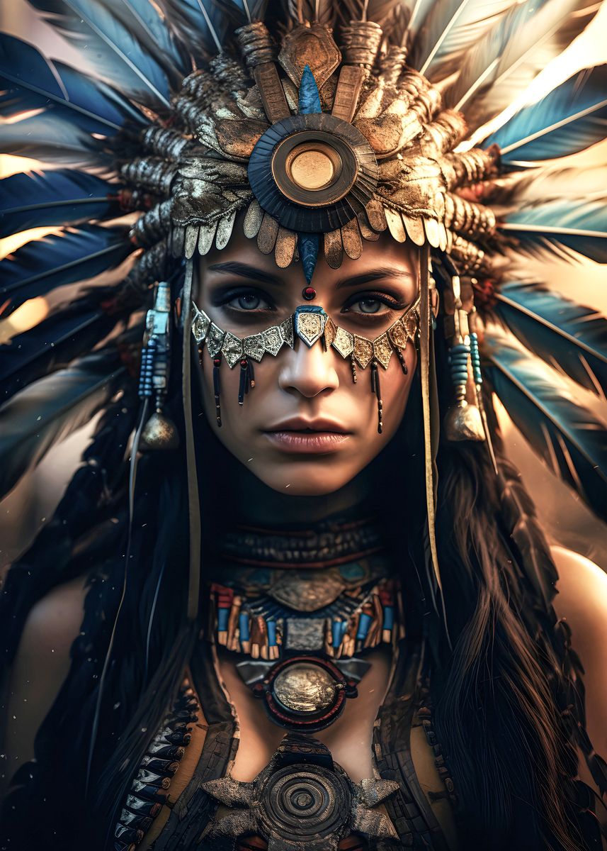 'Native American Portrait' Poster, picture, metal print, paint by ...