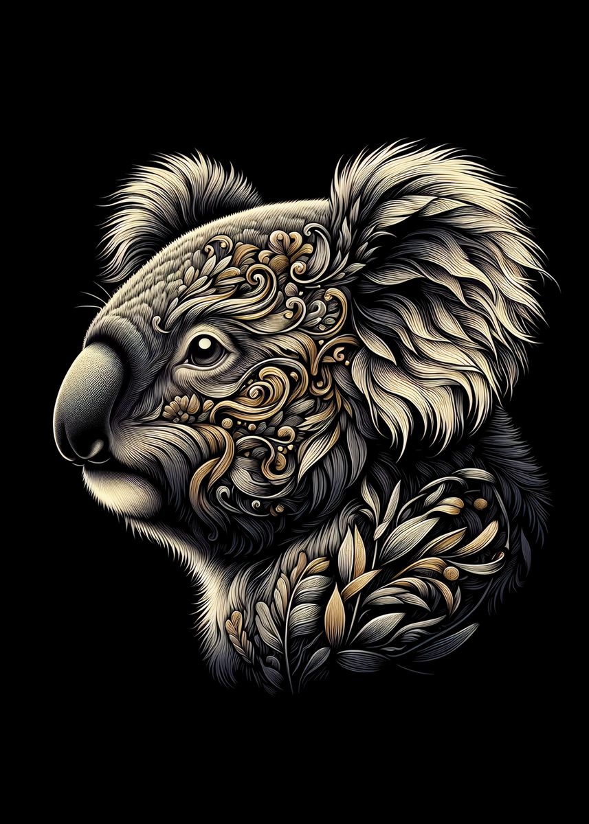 'Koala' Poster, picture, metal print, paint by Mr Wolfheart | Displate