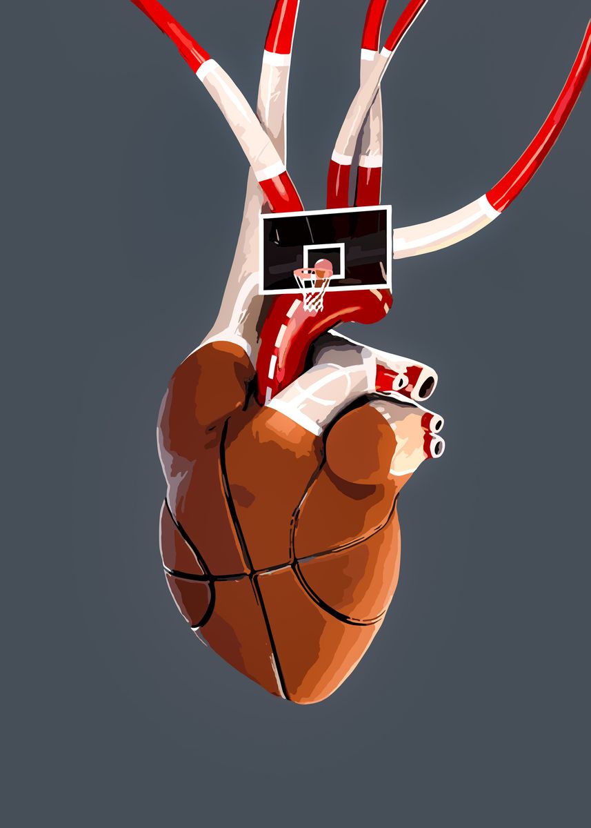 'Basketball Heart' Poster, picture, metal print, paint by diego ...