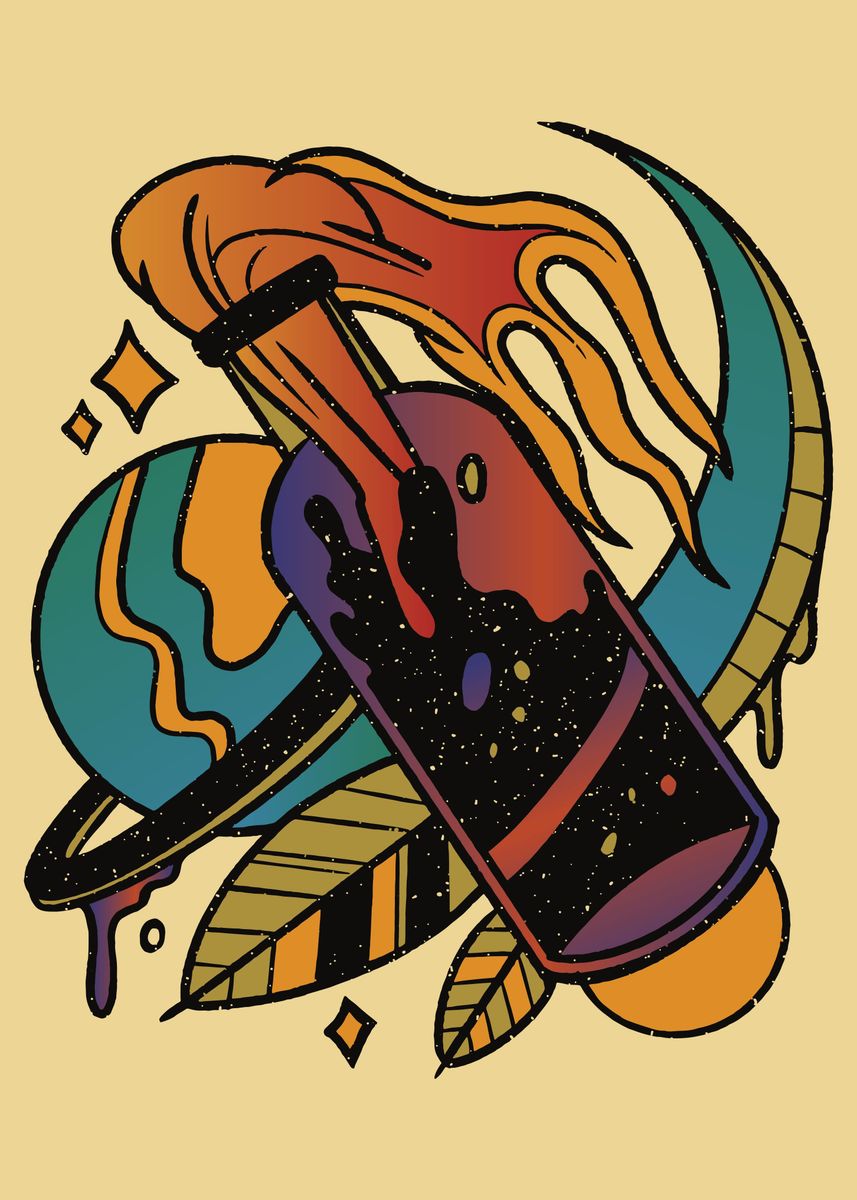 'Psychedelic Fire tattoo' Poster, picture, metal print, paint by Adam ...