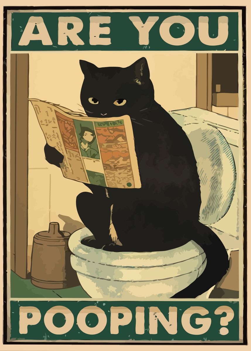 'Are You Pooping Funny Cat' Poster, picture, metal print, paint by ...