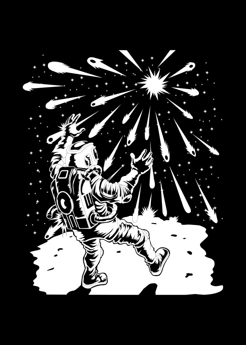 'falling stars astronaut' Poster, picture, metal print, paint by Yacoub ...