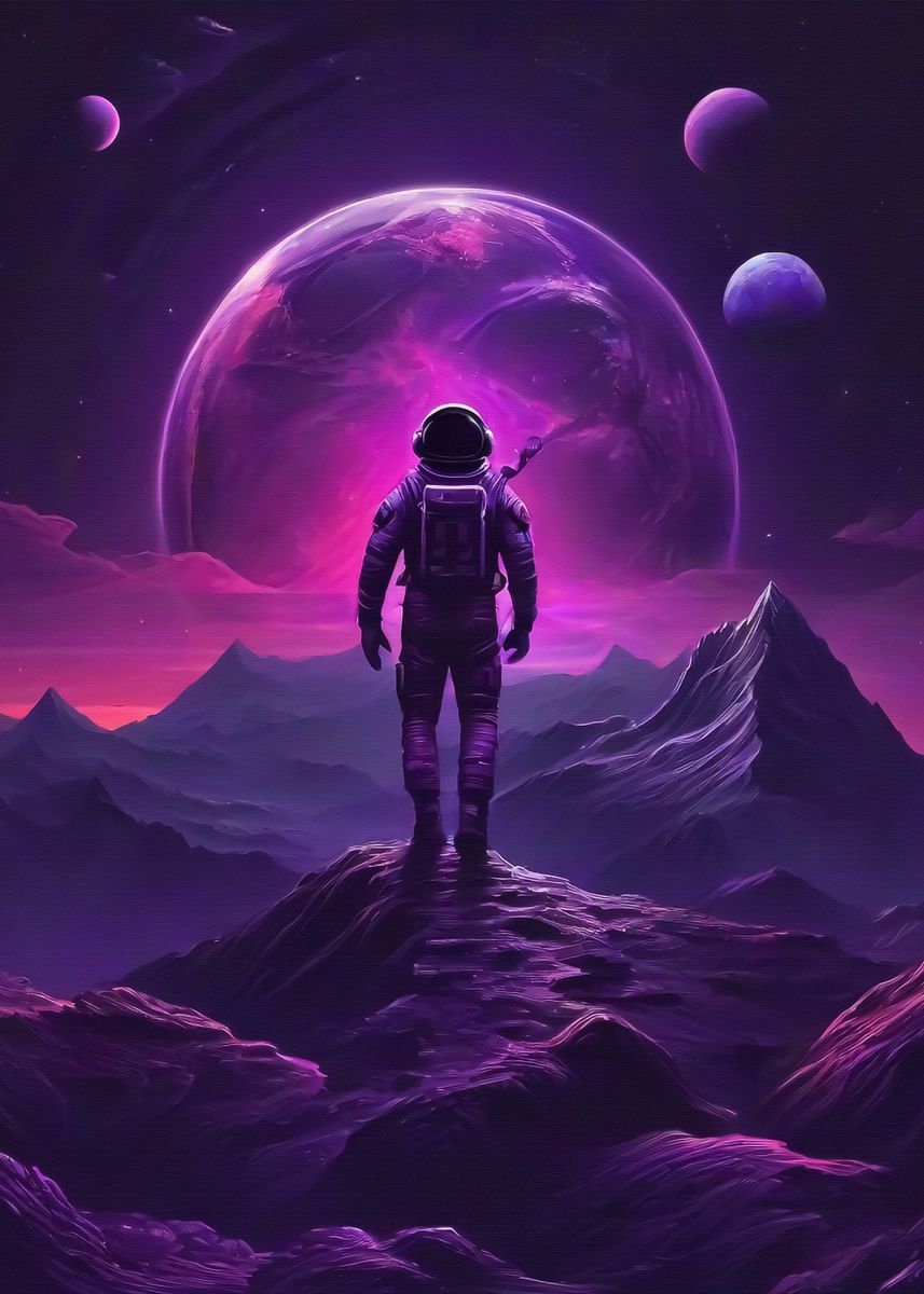 'purple space' Poster, picture, metal print, paint by asri majid | Displate