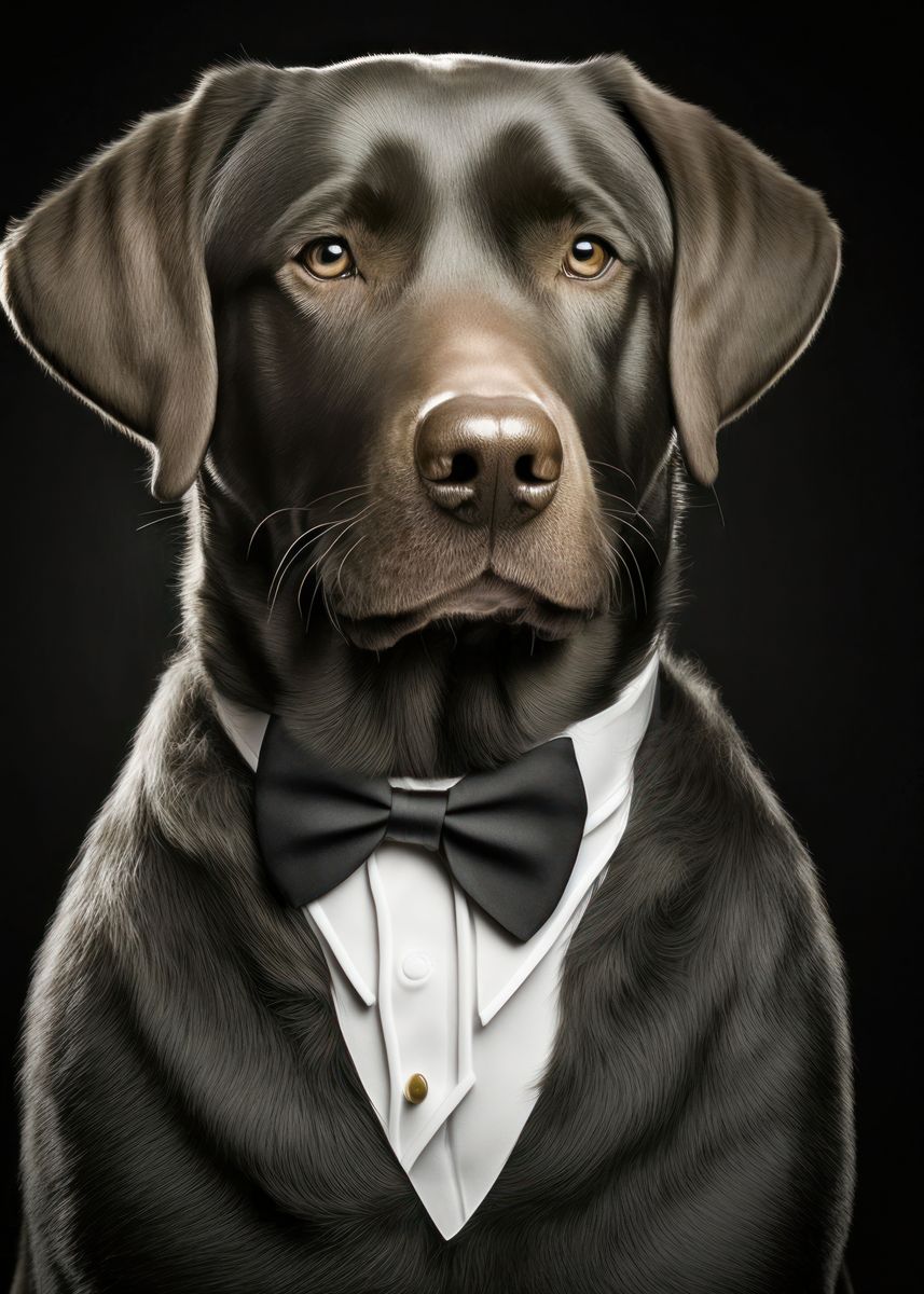 'Labrador Dog with a Tuxedo' Poster, picture, metal print, paint by ...