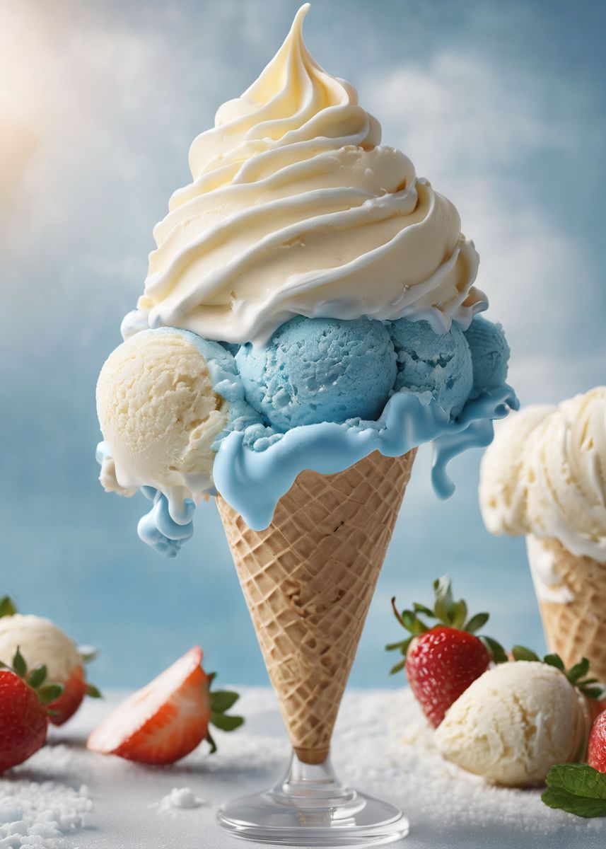 'Vanilla blue ice' Poster, picture, metal print, paint by Masdarata ...