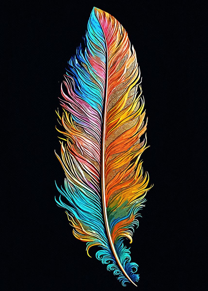 'Colorful Feathers' Poster, picture, metal print, paint by Coffee ...