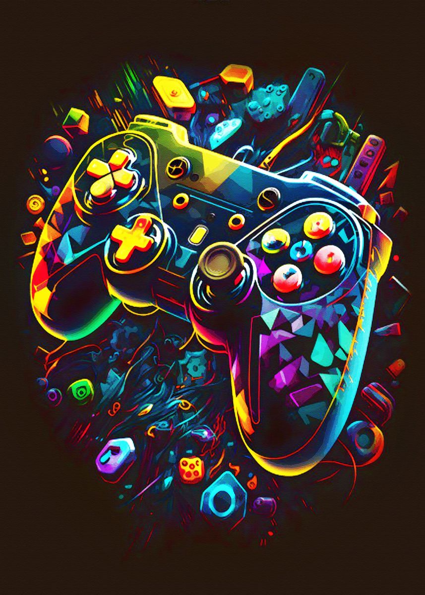 'Video Game Controller' Poster, picture, metal print, paint by Cao Thi ...