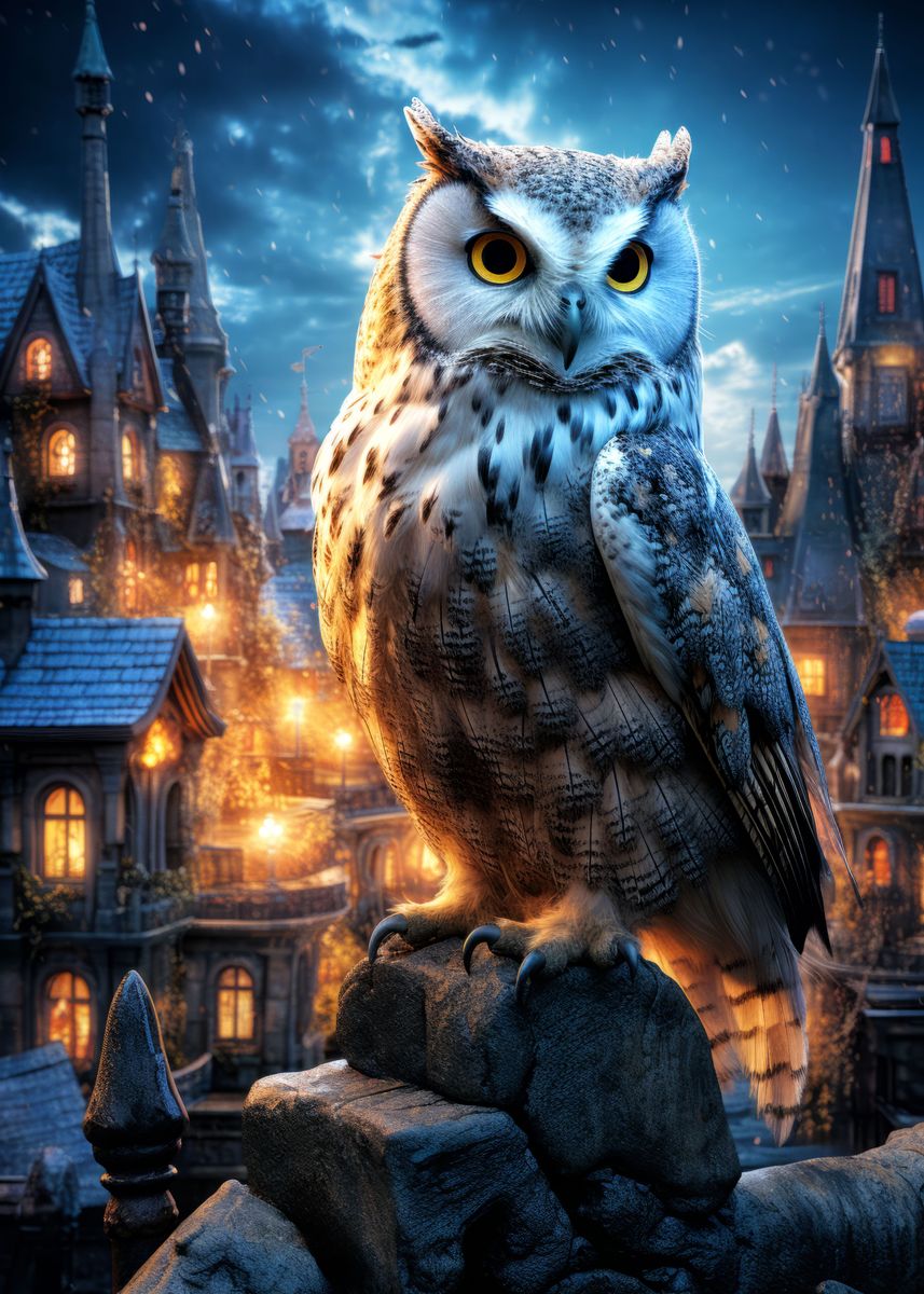 'Festive Owl ' Poster, picture, metal print, paint by Craig Doogan ...