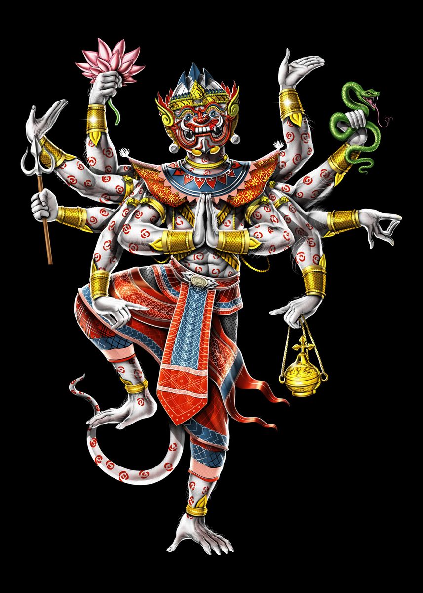 'Cambodian Apsara Dancer' Poster, picture, metal print, paint by Psychonautica | Displate