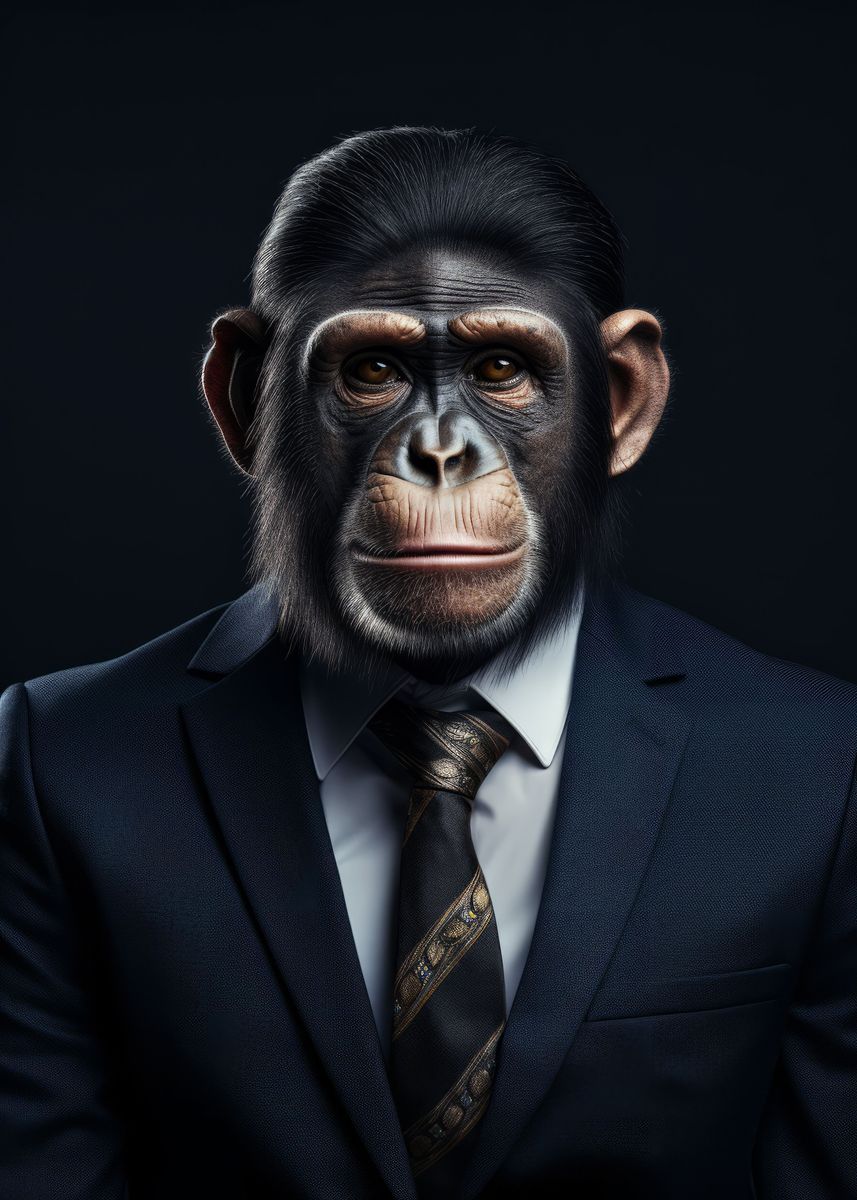 'Monkey Ape' Poster, picture, metal print, paint by Alisson | Displate