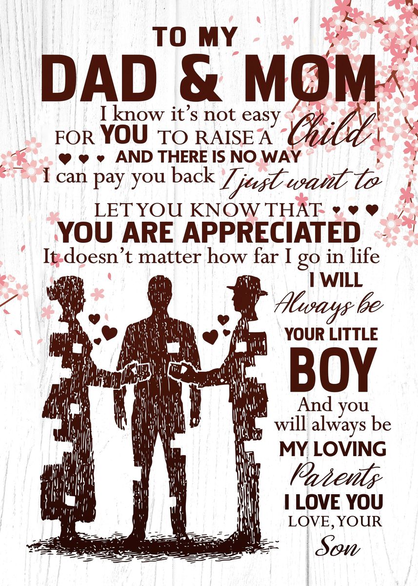 'To My Dad And Mom From Son' Poster, picture, metal print, paint by ...