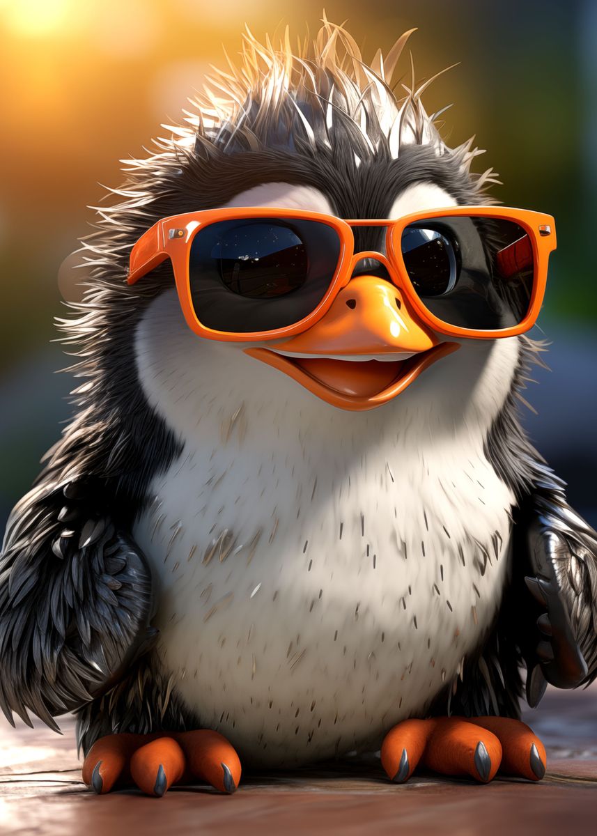 'Penguin Love Cute Penguins' Poster, picture, metal print, paint by ...